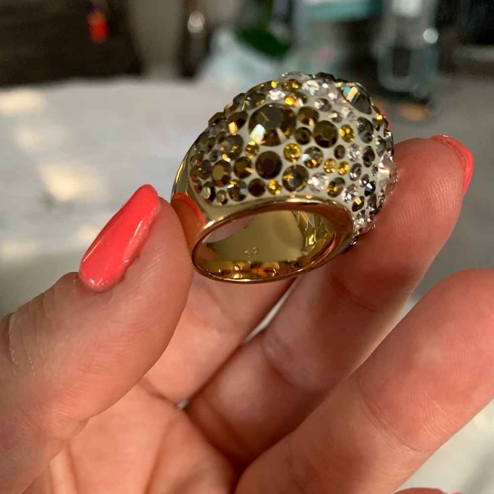 Swarovski Gold Pave Crystal Ring - Gem